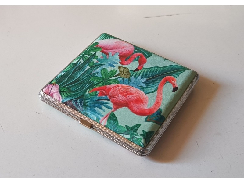 RASPRODAJA Tabakera, metalna - Flamingosi