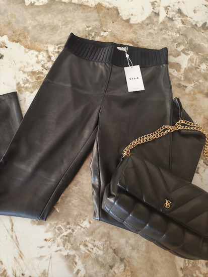 Vila kožne pantalone nove M