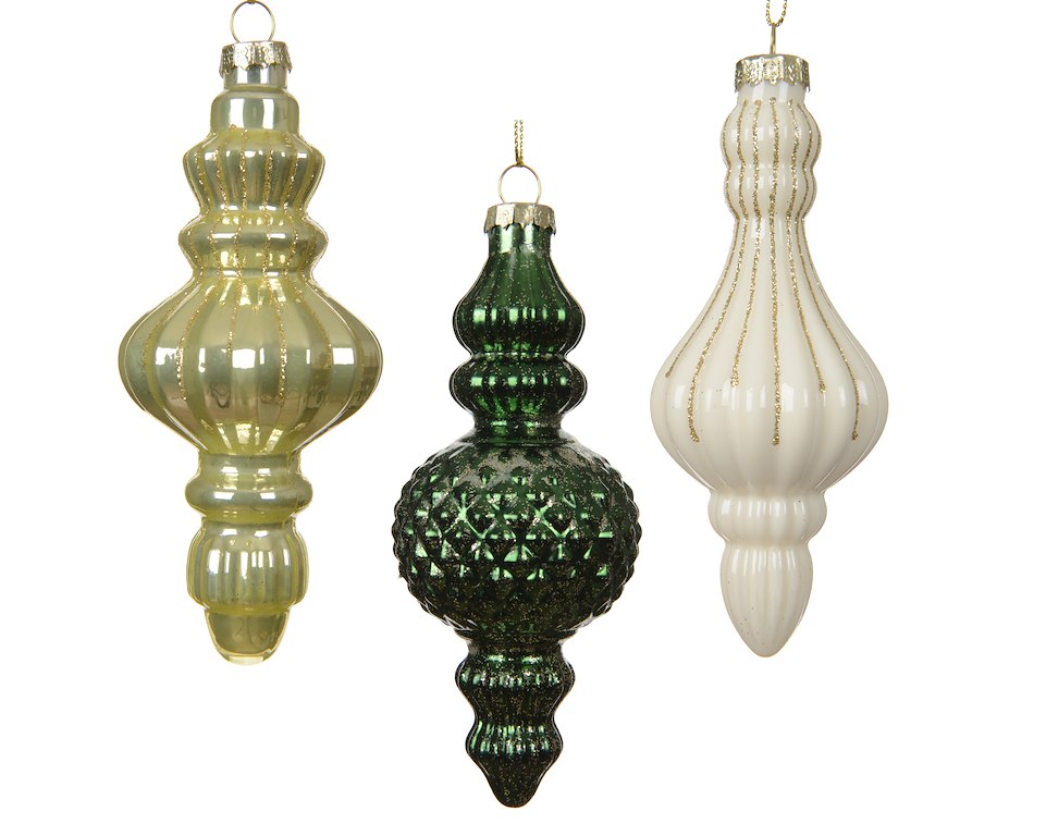 NG dekoracija - HANGING ORNAMENT GLASS 13cm 122471 - Green - KMG