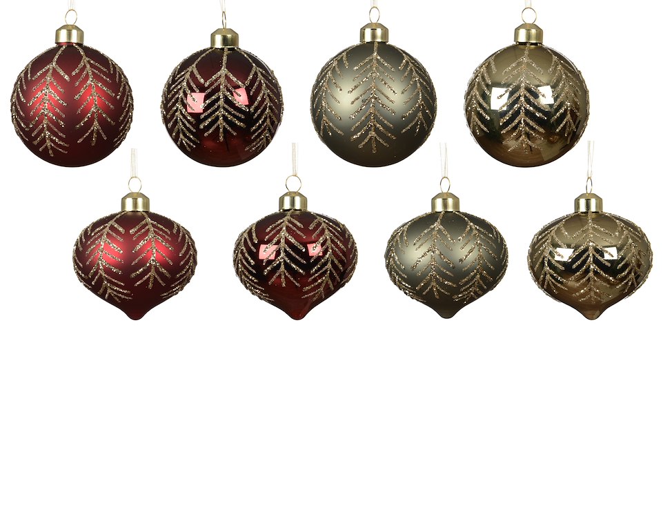 NG dekoracija - HANGING BAUBLE GLASS 8cm 071814 - Assorted - KMG
