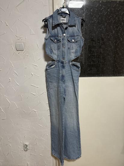 Denim cut-out kombinezon