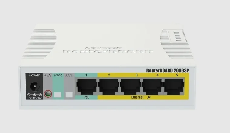 MikroTik RB260GSP CSS106-1G-4P-1S PoE svič 5x Gigabit SFP