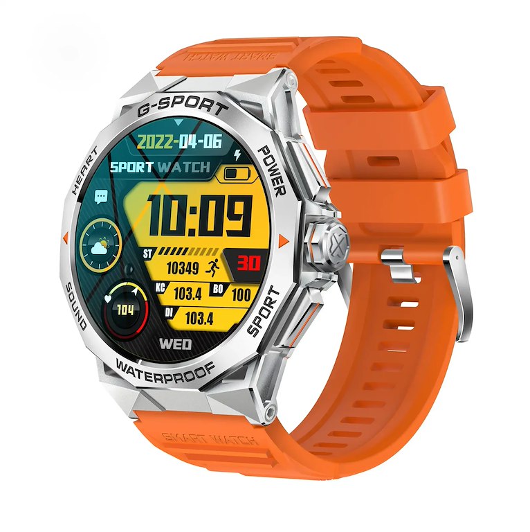MADOR K62 pametni sat 466x466 Bluetooth 5.0 narandžasti