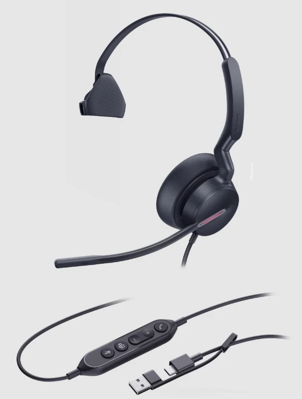 Yealink UH46 Mono Teams žične slušalice USB-C/USB-A