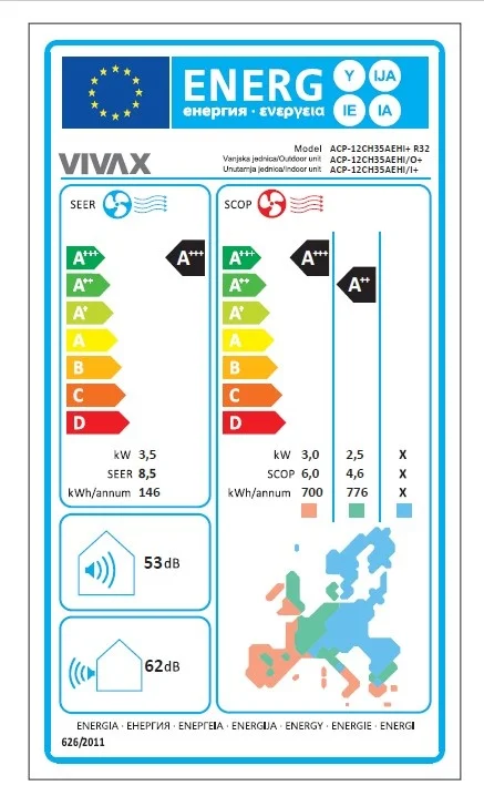 Vivax COOL inverter klima uređaj 12000 BTU R32 srebrna ACP-12CH35AEHI+