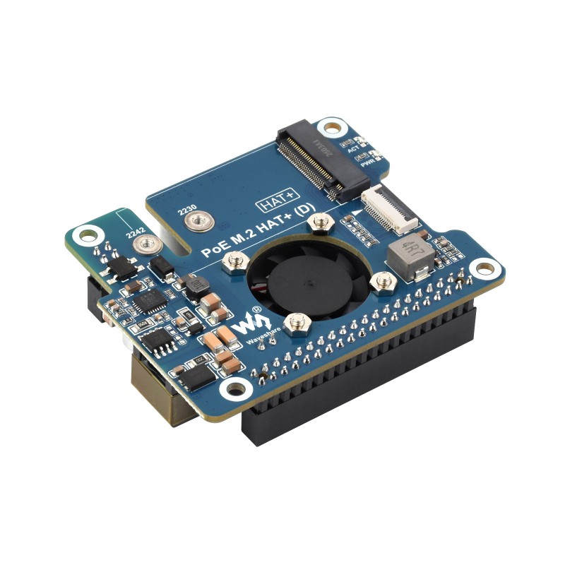 PCIe na M.2 Adapter sa PoE za Raspberry Pi 5, NVMe M.2 SSD, 802.3af/at, RPi 5 PoE HAT