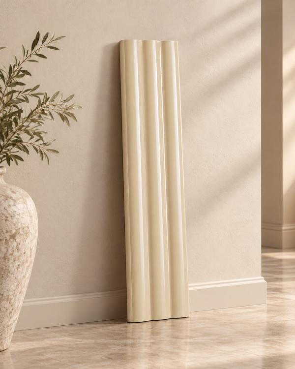 PVC zidna letvica u dekoru kože 05381 – krem, 290 cm