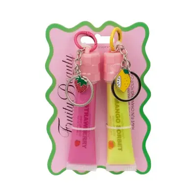 Tri Coastal Design Group S.R.L Sjajevi za usne-privezak, Fruity, Strawberry and Mango, 2 komada