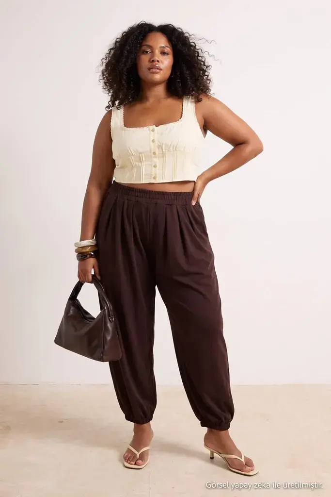 Trendyol ženske pantalone Tbbss26Ar00052, smeđa
