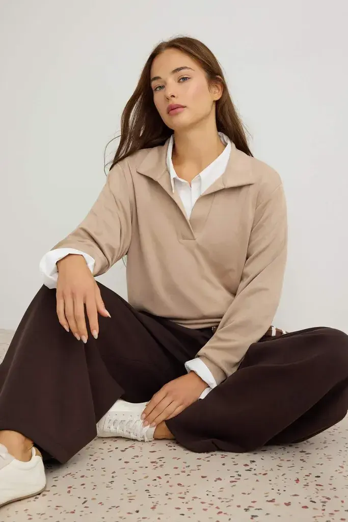 Trendyol ženski duks Twoaw27Sw00127, bež
