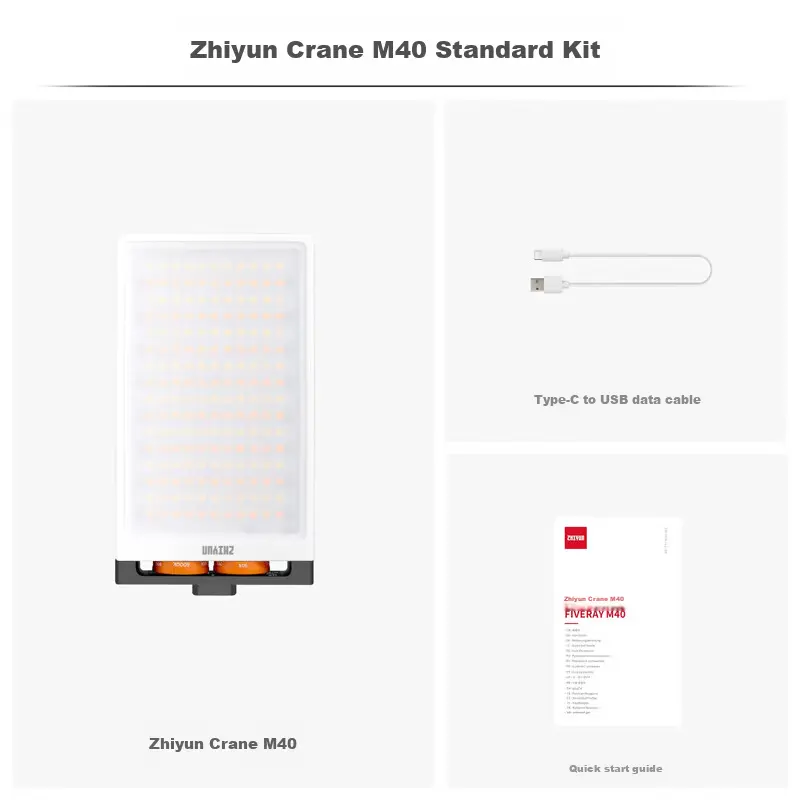 Zhiyun LED video svetlo M40, 40W, 176 LED, 2700-6200K, 320g
