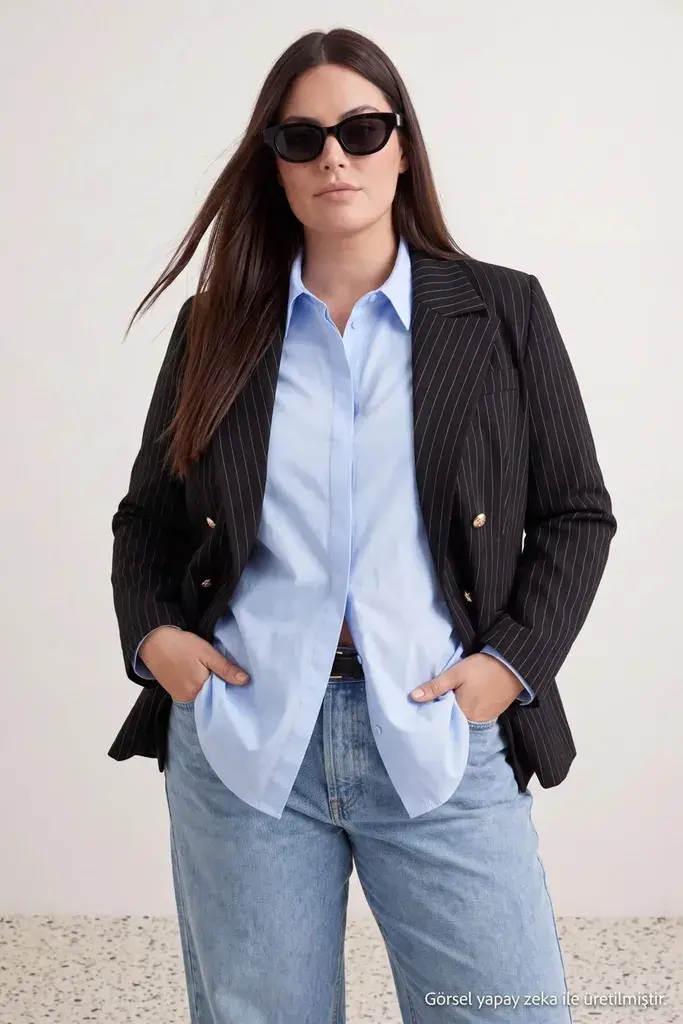Trendyol ženska jakna Tbbaw27Ag00025, crna-prugasta