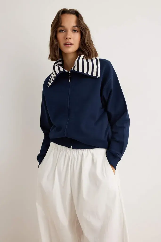 Trendyol ženski duks Twoaw27Sw00035, tamnoplava-striped