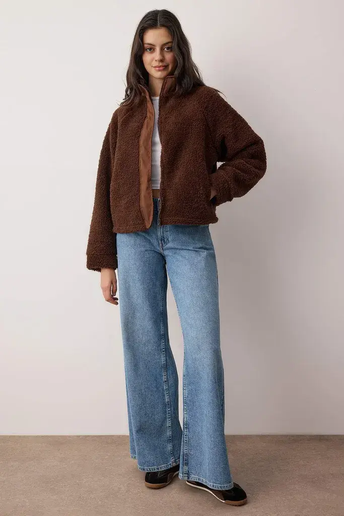 Trendyol ženska jakna Twoaw25Sw00139, tamno braon