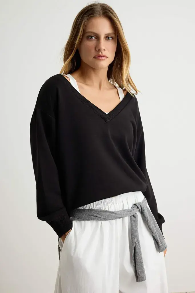 Trendyol ženski set 2 komada off-shoulder pleteni dukserica Twoaw26Sw00149, crna