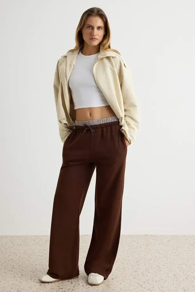 Trendyol ženske pantalone Twoaw25Ea00013, smeđa