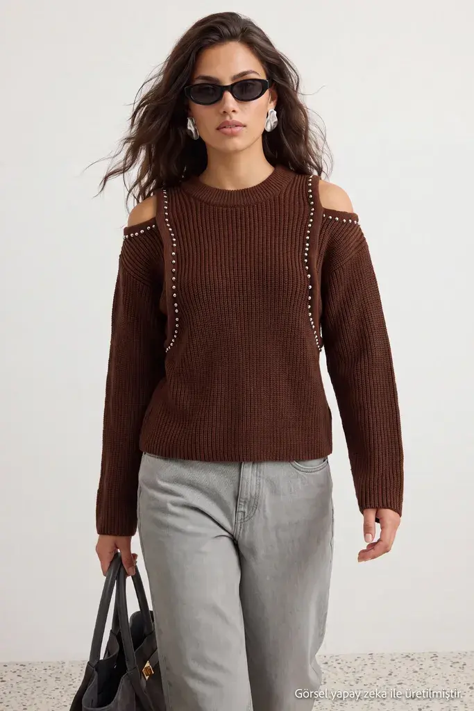 Trendyol ženski duks Twoaw26Kz00185, smeđa