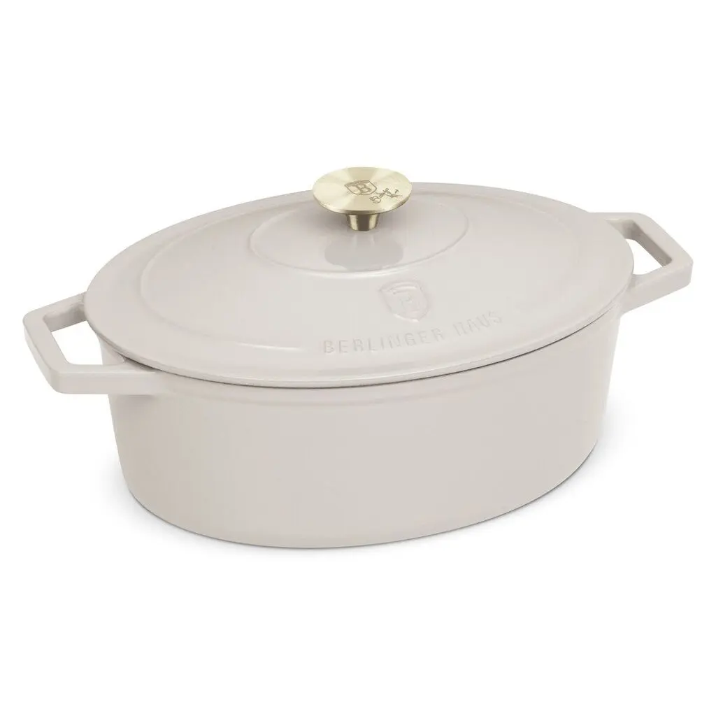 Berlinger Haus Ovalni pekač od livenog gvožđa Sahara Collection BH-6540, 30 cm, Krem