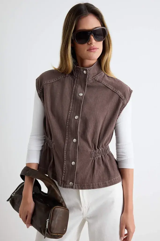 Trendyol ženski prsluk model Brown Drapey High-Neck Denim, braon