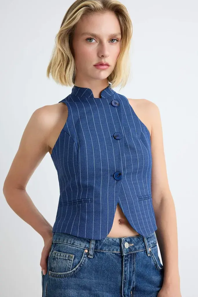Trendyol Milla ženski top Twoaw27Ye00019, tamnoplava-prugasta