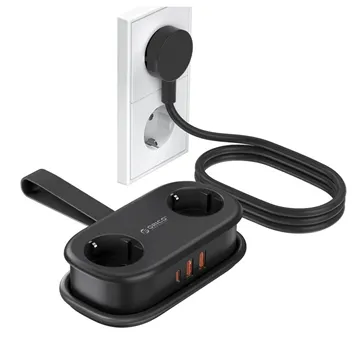 ORICO AP3 5-IN-1 20W POWER STRIP - 2X AC, 2X USB-A, USB-C PD - BLACK