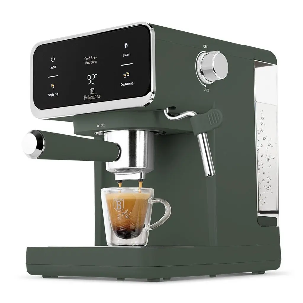 Berlinger Haus Digitalni espresso aparat Matte Green 3u1, 950 W, Zeleni
