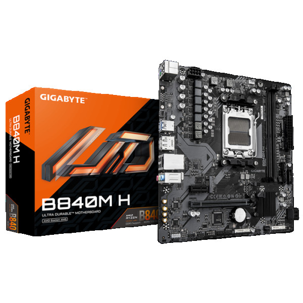 AM5, AMD B840 Chipset, 2x DDR5 DIMM, 1*M.2 slot (PCIe 4.0 x4) ( B840M H )