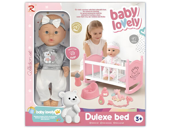 Baby Lovely lutka beba sa roze krevetićem i priborom