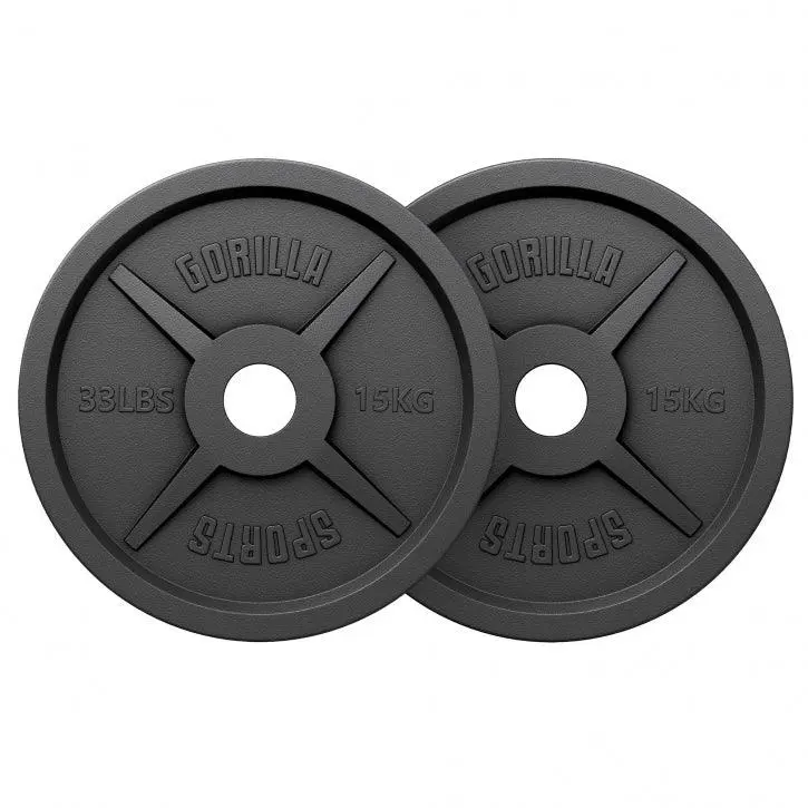 Gorilla Sports Set Olimpijski tegovi 30 kg, 2 komada, Crni
