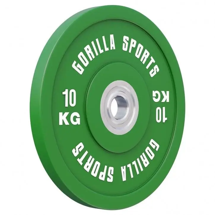 Gorilla Sports Bumper tegovi 10 kg, 50/51 mm, Zeleni
