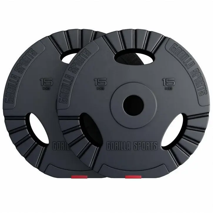 Gorilla Sports Set Olimpijski teg 30 kg, 2 komada, 50/51 mm, Crni
