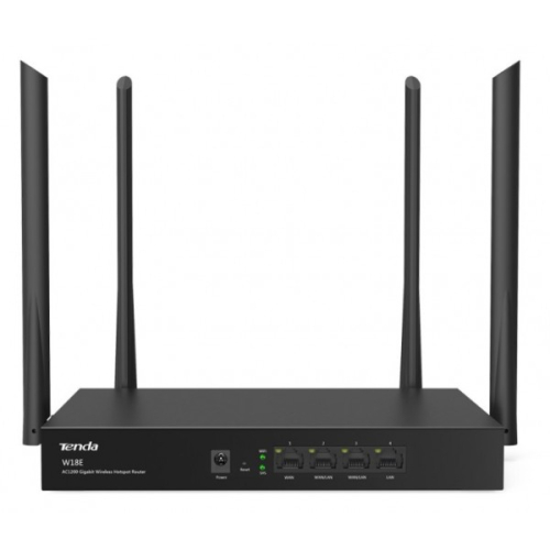 Tenda W18E AC1200 Wireless Dual Band Ruter 2.4+5GHZ, 1W/3L, Gbit, 128MB, 4X5DBI 12V/1A 50USERS 300M2