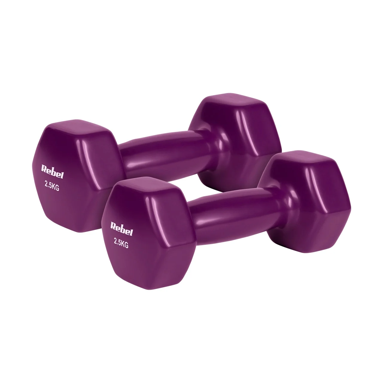 REBEL ACTIVE Bučice tegovi za ruke HEX liveni vinilni par 2x2.5kg RBA-2340-2.5