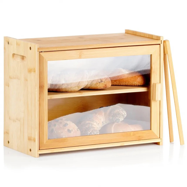Vilde Kutija za hleb od bambusa na 2 nivoa i hvataljkom za peciva 40x20x31cm 229197