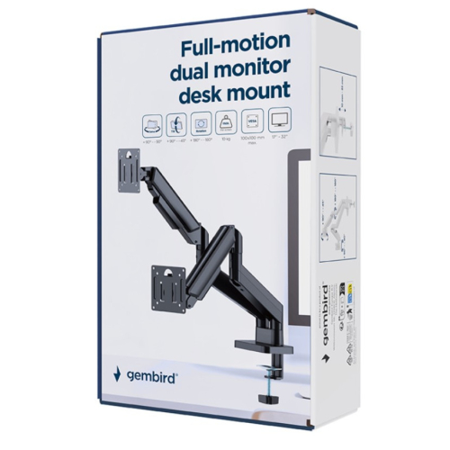 MA-DA2-06 Gembird Podesivi Dupli Stoni Drzac za Monitor, Tilt, 17-32 MAX.10KG Black