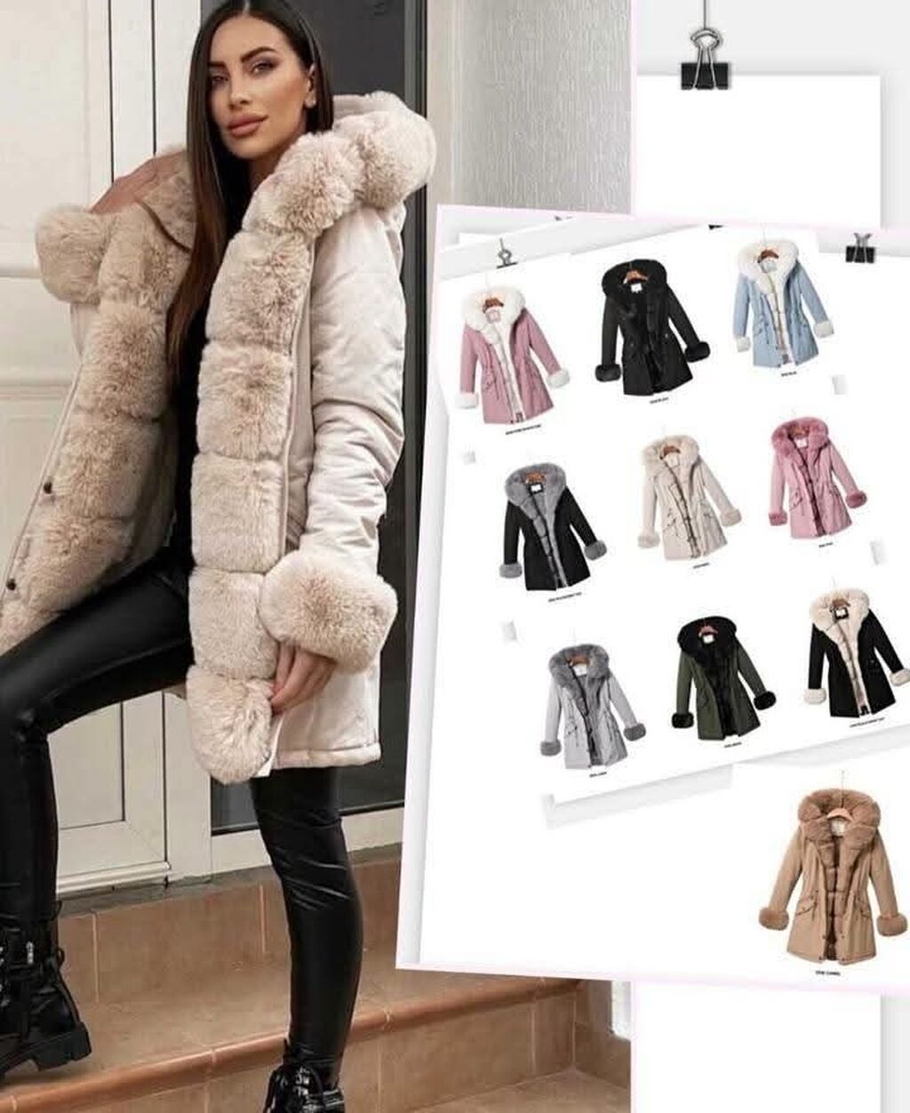 Ženska zimska parka sa krznenim detaljima - Model: J&J Fashion