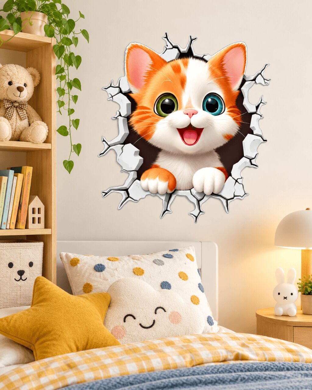 3D Zidna Nalepnica Mačka – Efekat Probijenog Zida - 2888 3D Zidna