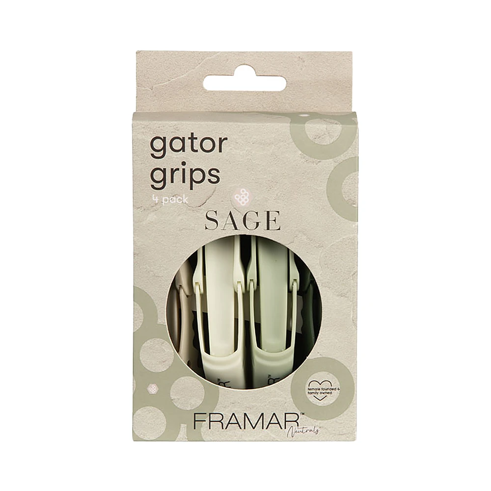 Framar Gator Grips Hair Clips Sage Neutrals