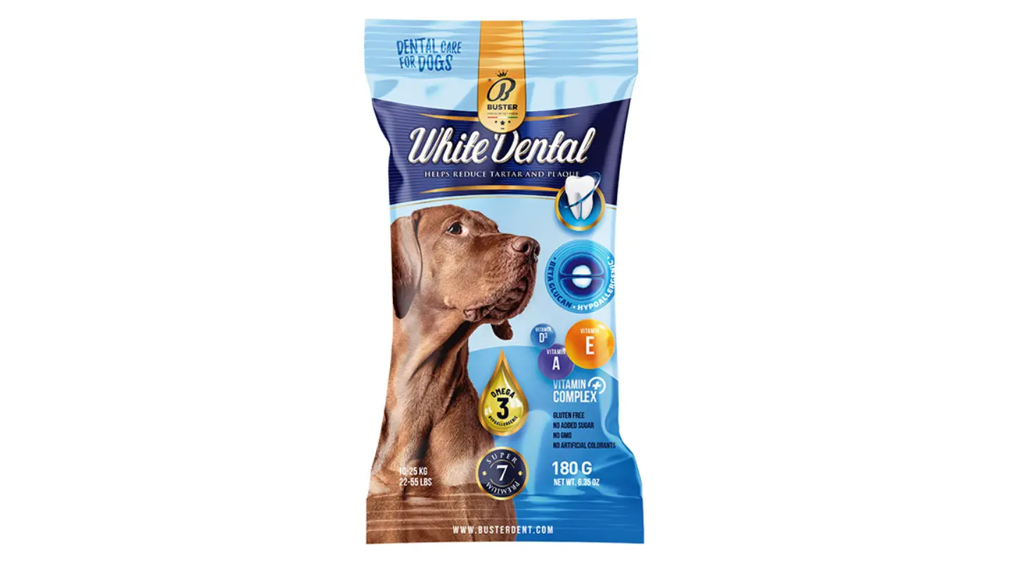 BUSTER Poslastica za pse srednjih rasa White Dental Hypoallergenic Beta Glucan 180g 7/1
