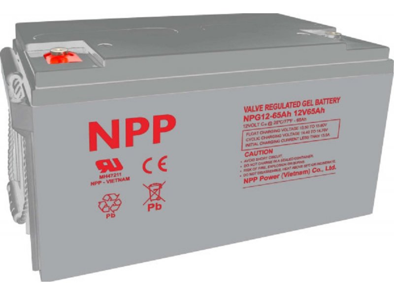 NPP NPG12V-65AH, GEL BATTERY, C20=65AH, T14, 350*168*179*179, 18,3KG, LIGHT GREY