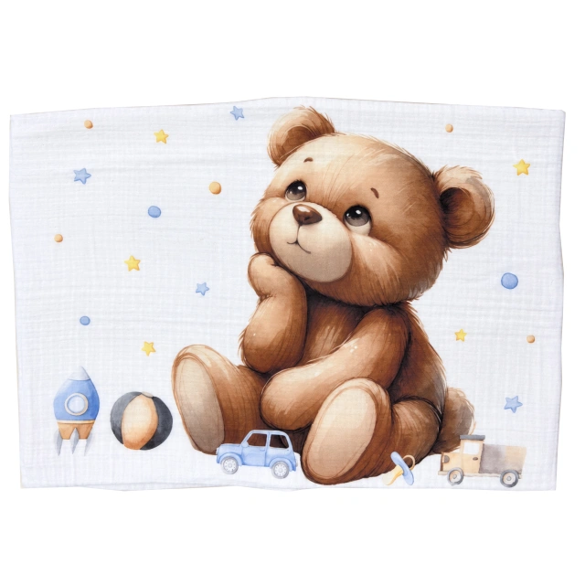 Muslin prekrivač za bebe MEDA plavi 120x120 cm - četvoroslojni pamuk