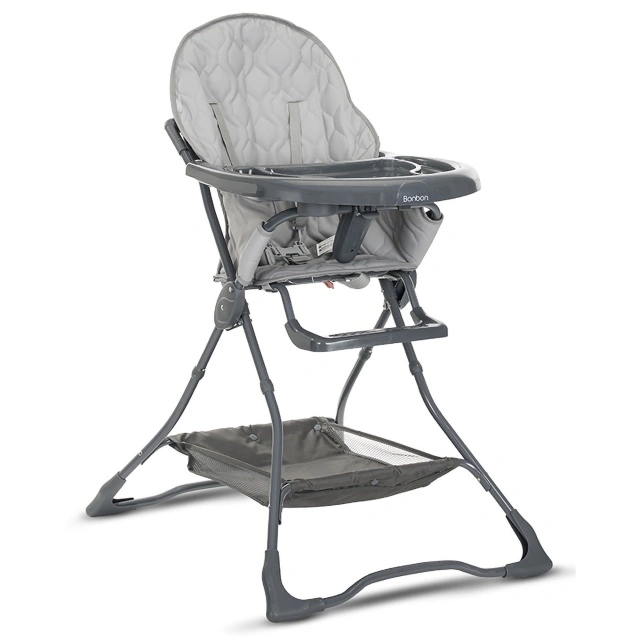 Lorelli BONBON hranilica za bebe - kompaktna i stabilna stolica za hranjenje Grey Leather