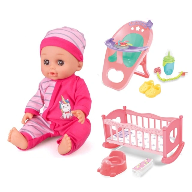 Lutka beba sa krevetićem, hranilicom i dodacima 015603