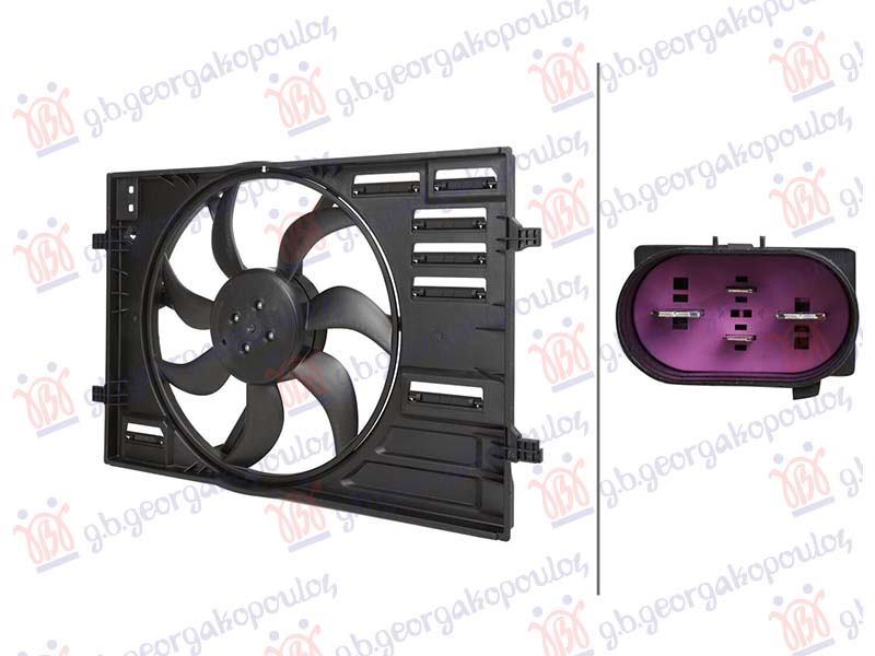 VENTILATOR (457mm) (500W) (4 PIN) VW GOLF SPORTSVAN 2014-2018 (AM1/AN1) (OEM: 5Q0121203BT, 5Q0121203CS, 5Q0121203DD)