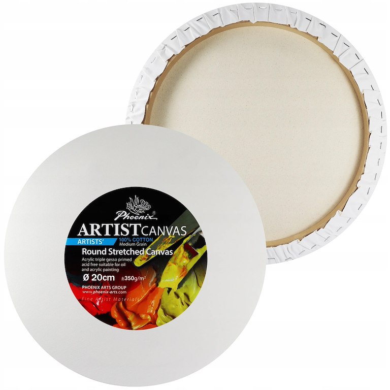 Slikarsko platno Phoenix na ramu, okruglo, 350 g/m², prečnik 15–105 cm (osnovna dimenzija 20 cm) – 15