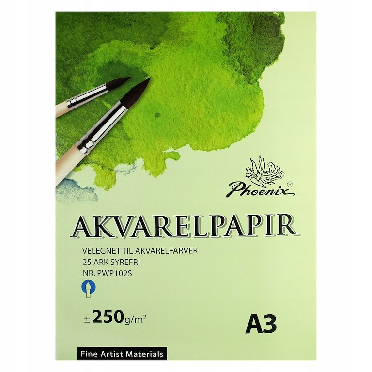 Akvarel blok Phoenix 250 g/m², 210 × 297 mm ili 297 × 420 mm – izbor formata – 210X297