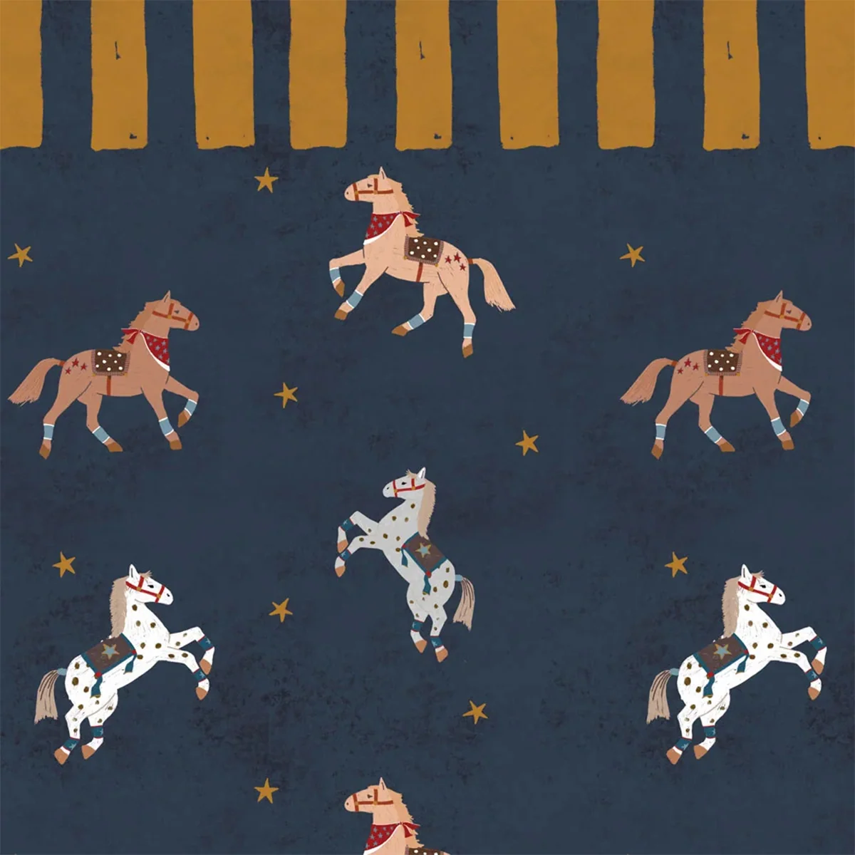Dekornik tapeta spanish horses sa bordurom, yellow / ochre
