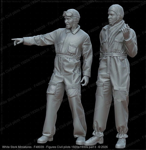 NEW! White Stork Miniatures F48039 Civil Pilots 1920s / 1930s Part II (2 Figures / 3D-Printed)