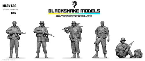 NEW! BlackSnake Model SOG-PC US MACV SOG Vietnam War Pack (14 Figures / 3D-Printed)