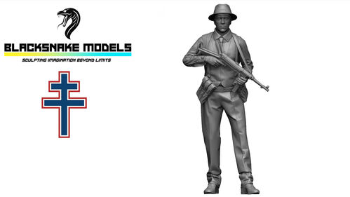 NEW! BlackSnake Model FFI-05-48 French Resistance Fighter No.5 - 1944 (1 Figure / 3D-Printed)